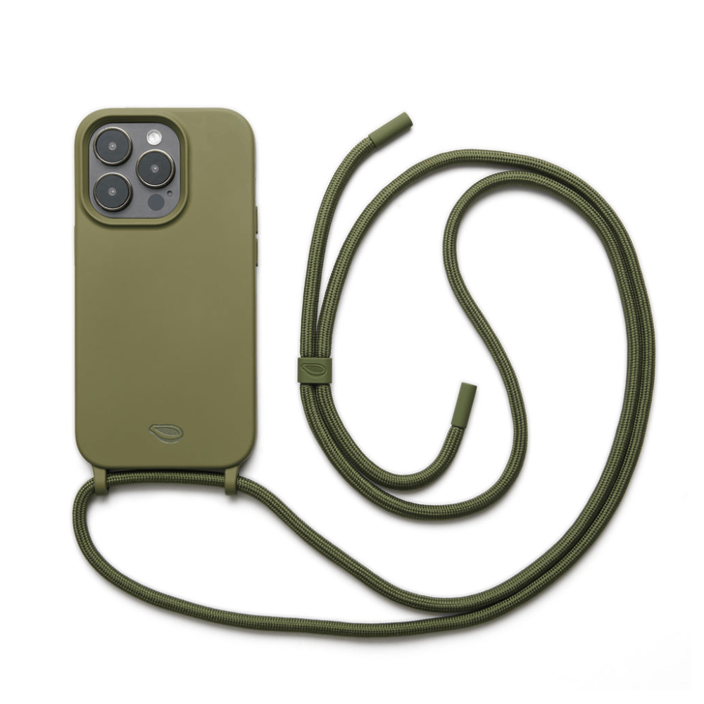 Capinha com cordão iPhone verde musgo Odara | Cases Papaya